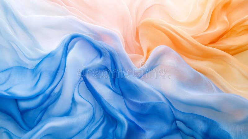 Blue Orange and White Silk Fabric Draped Softly Stock Illustration ...