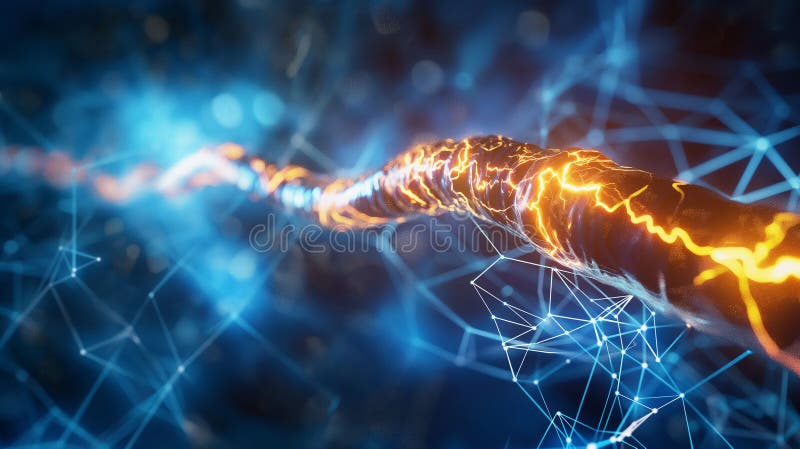 A Blue and Orange Wire with a Lot of Lines and Dots Stock Illustration ...