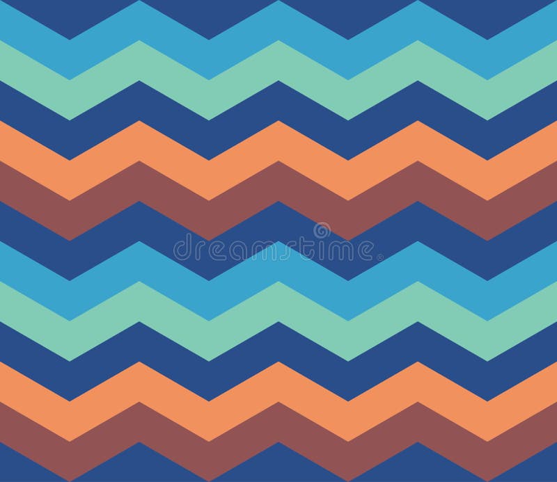Blue Orange Zigzag Retro Pattern Seamless Background Stock Vector ...