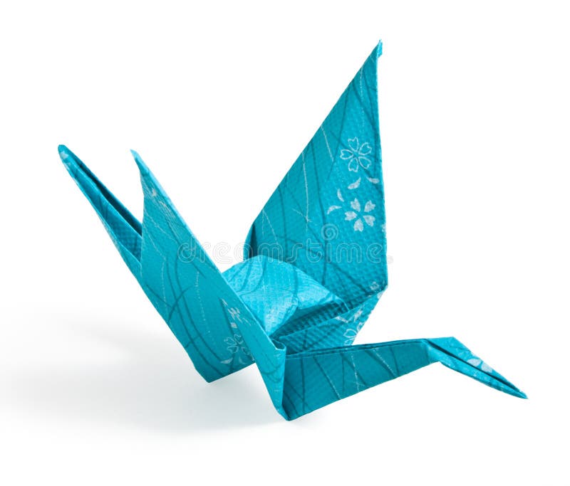 Blue Origami Crane stock photo. Image of folded, bird - 3318986