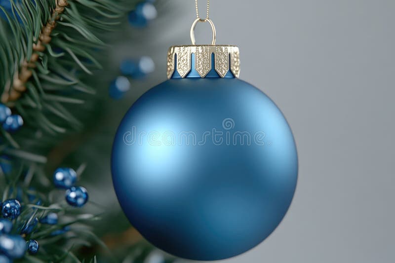Blue Ornament Hanging on Christmas Tree Stock Photo - Image of round ...