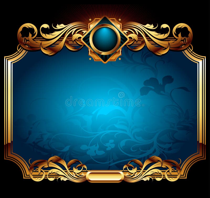 Blue ornate frame stock vector. Illustration of retro - 15402834