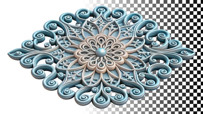 Blue Ornate Medallion, Intricate Pattern Circle, Decorative Design ...