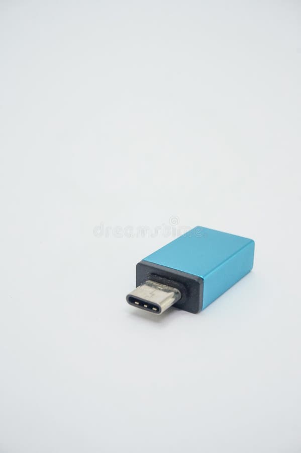 Blue OTG USB Type C Adapter Stock Photo - Image of smartphone, font ...