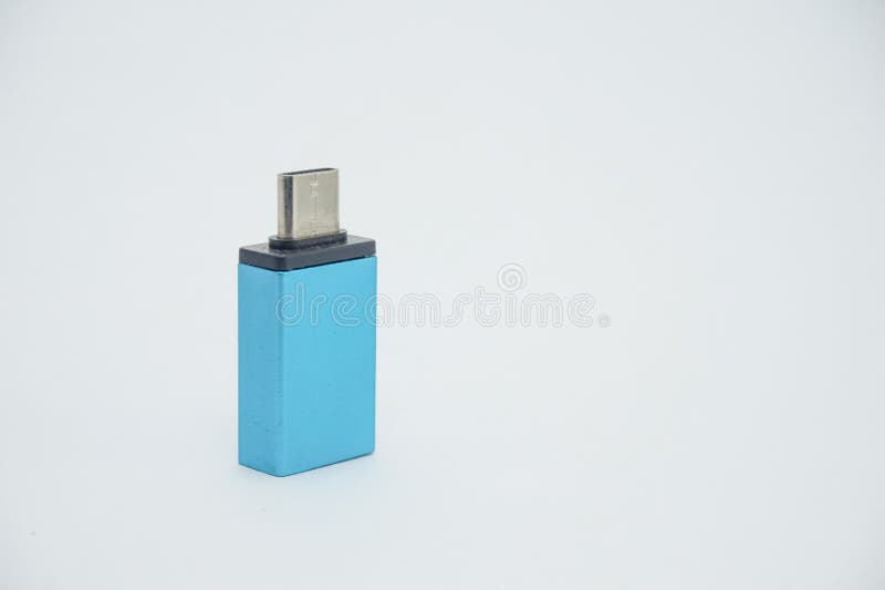 Blue OTG USB Type C Adapter Stock Photo - Image of light, gadget: 228761228