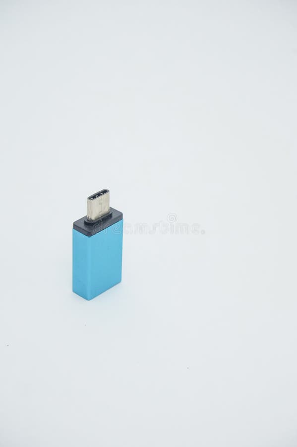 Blue OTG USB Type C Adapter Stock Image - Image of glass, blue: 228761231