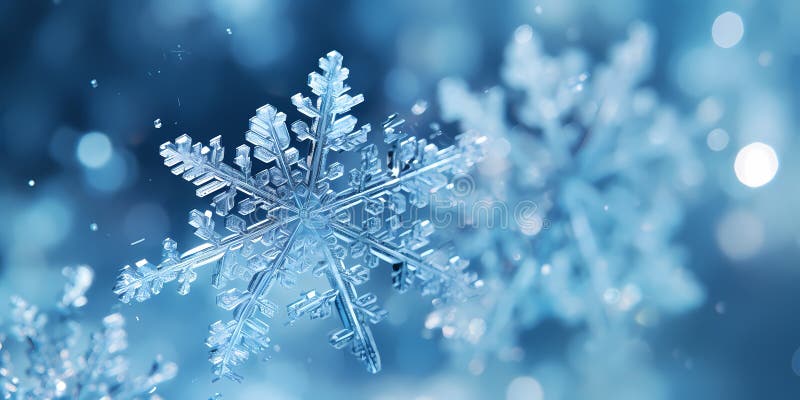 A Close-up Macro Shot of a Snowflake Background Stock Illustration ...