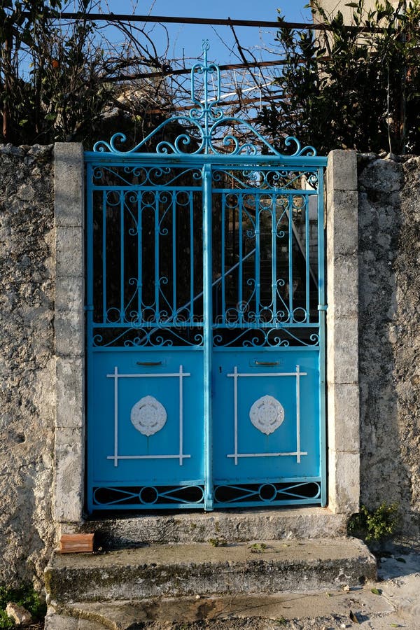 Blue outdoor main gate stock photo. Image of blue, gate - 181363714
