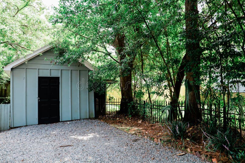 Blue Outdoor Shed Wood Building for Storage Stock Photo - Image of ...