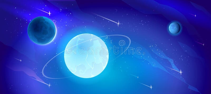 Blue Outer Space Background Stock Vector - Illustration of planet ...