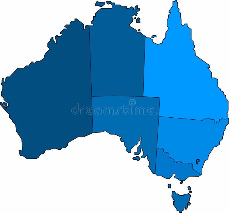 Blue Outline Australia Map On White Background. Vector Illustration ...