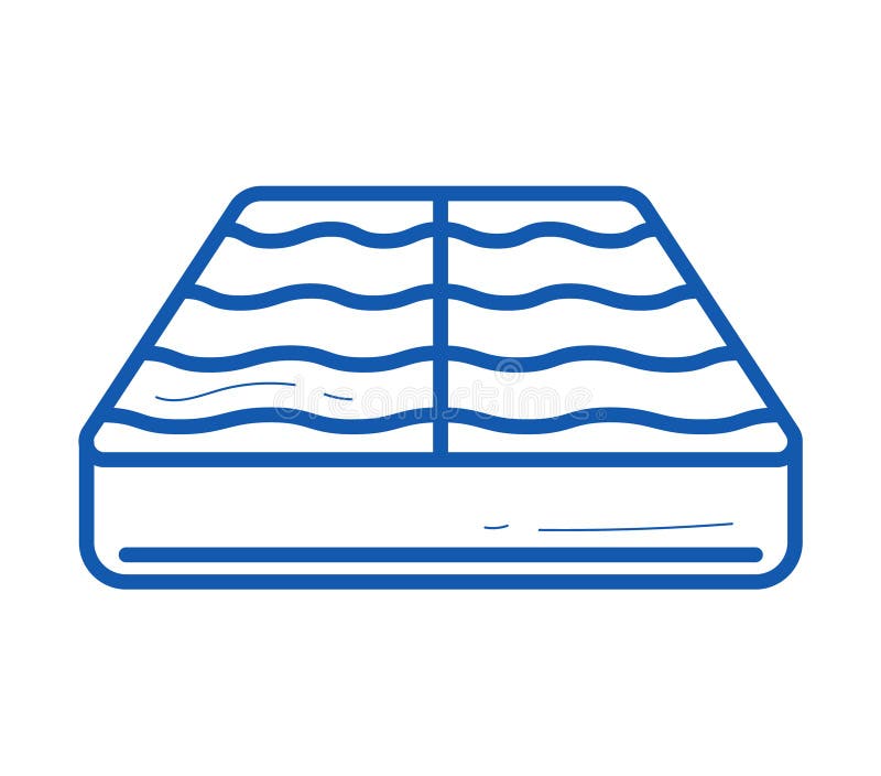 Blue Outline Drawing of a Mattress with Wave Patterns. Comfortable ...