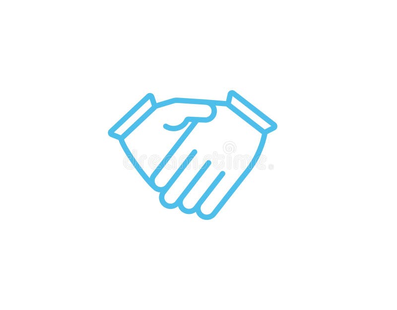 Blue Outline Icon of Handshake Symbolizing Agreement and Partnership in ...