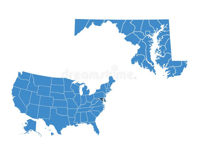 Map of Maryland state stock illustration. Illustration of state - 121350661