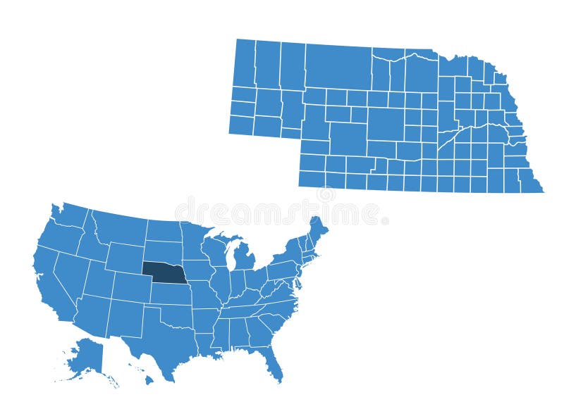 Map of Nebraska state stock illustration. Illustration of icons - 121350726
