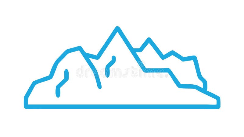 Blue Outline Mountain Range Nature Landscape Peaks Icon , Vector Design ...