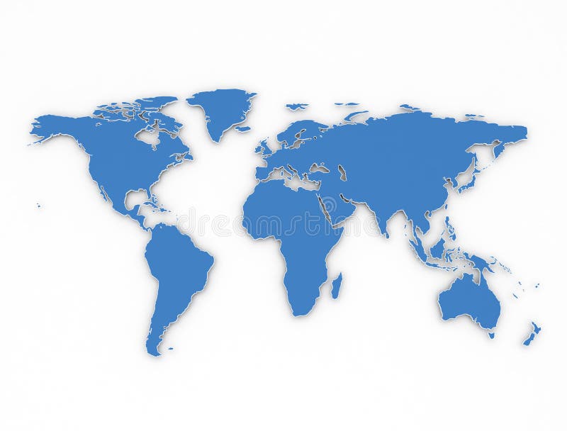 Blue outlines 3d world map stock illustration. Illustration of abstract ...