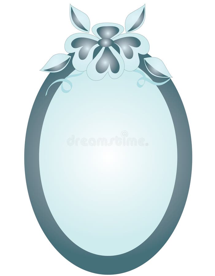 Blue Oval Floral Frame stock illustration. Illustration of flower - 1613022
