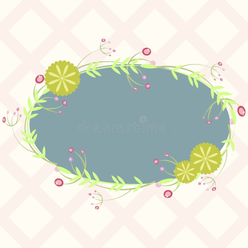 Blue Oval Frame with Floral Elements, Template for Invitation Stock ...