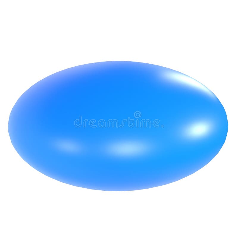Blue Oval Shaped Object Isolated on White Background Stock Illustration ...