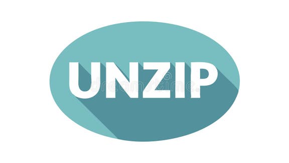 Blue Oval UNZIP Button Icon for File Extraction, Vector Design ...