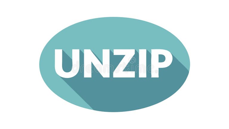 Blue Oval UNZIP Button Icon for File Extraction, Vector Design ...