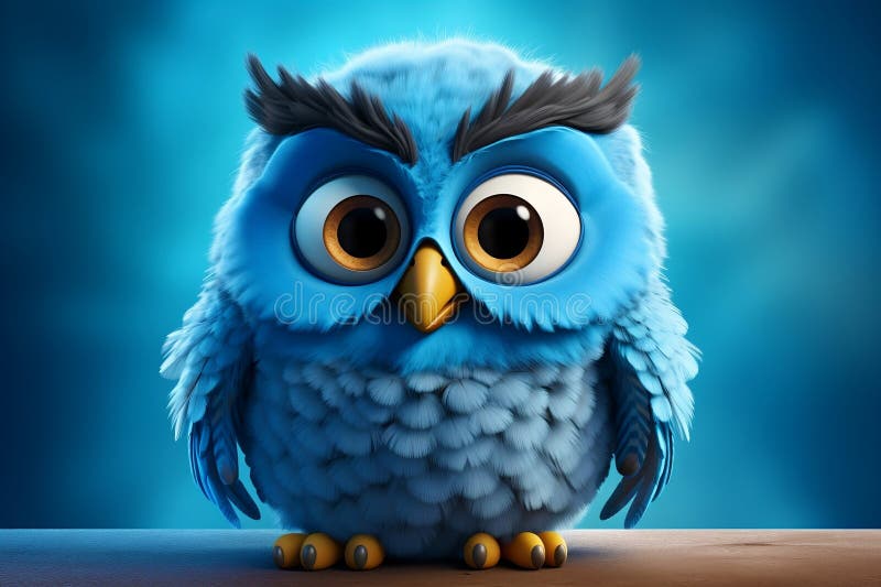Blue Owl a Cartoon Character Illustration. AI Stock Illustration ...