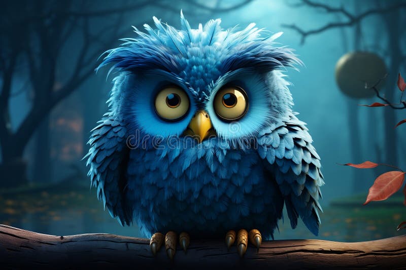 Blue Owl a Cartoon Character Illustration. AI Stock Illustration ...