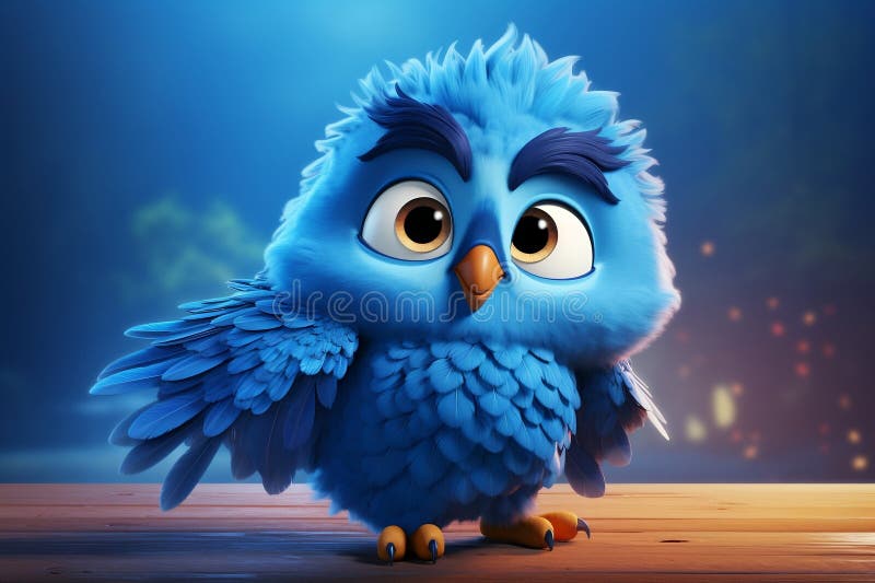 Blue Owl a Cartoon Character Illustration. AI Stock Illustration ...