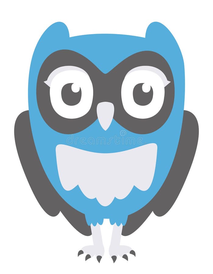 Blue owl front view. stock vector. Illustration of adorable - 272508408