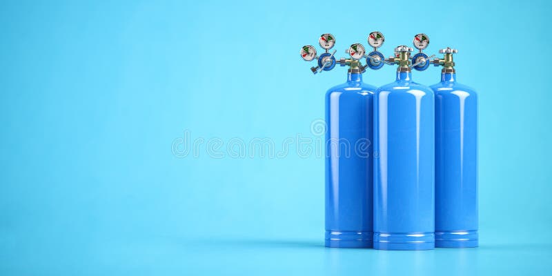 Blue Oxygen Cylinder with Stretcher Vector Illustration on White ...