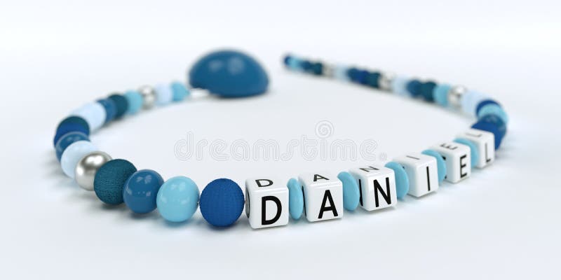A Blue Pacifier Chain for Boys with Name Daniel Stock Image - Image of ...