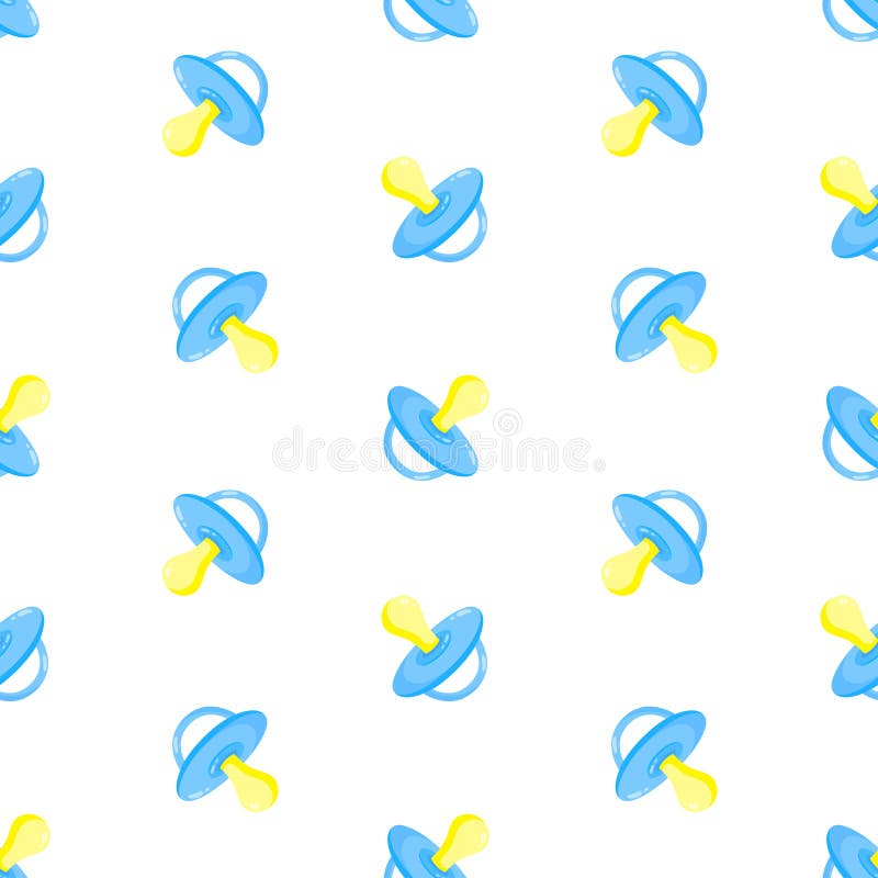 Blue Pacifiers Vector Seamless Pattern. Baby Dummy Stock Vector ...