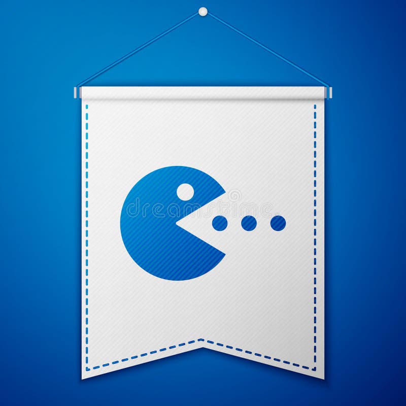 Blue Pacman with Eat Icon Isolated on Blue Background. Arcade Game Icon ...