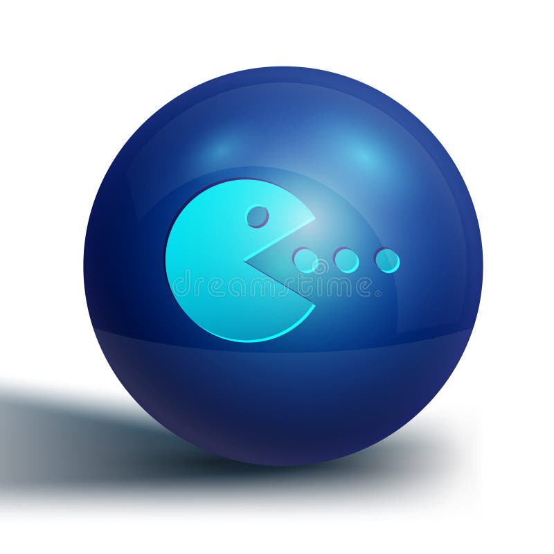 Blue Pacman with Eat Icon Isolated on Blue Background. Arcade Game Icon ...