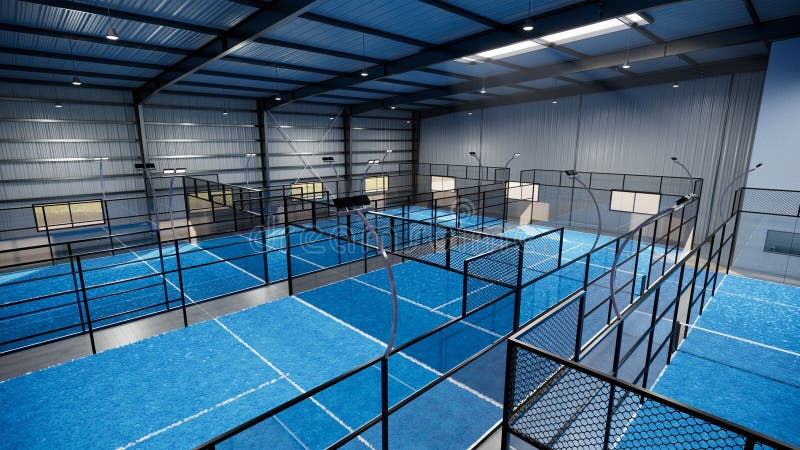 A Blue Padel Tennis Court with a Blue Net Stock Photo - Image of game ...