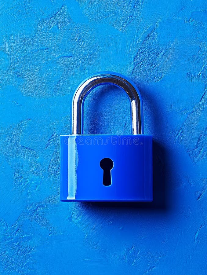 Blue Padlock on Blue Background a Vibrant Blue Padlock Rests Against a ...