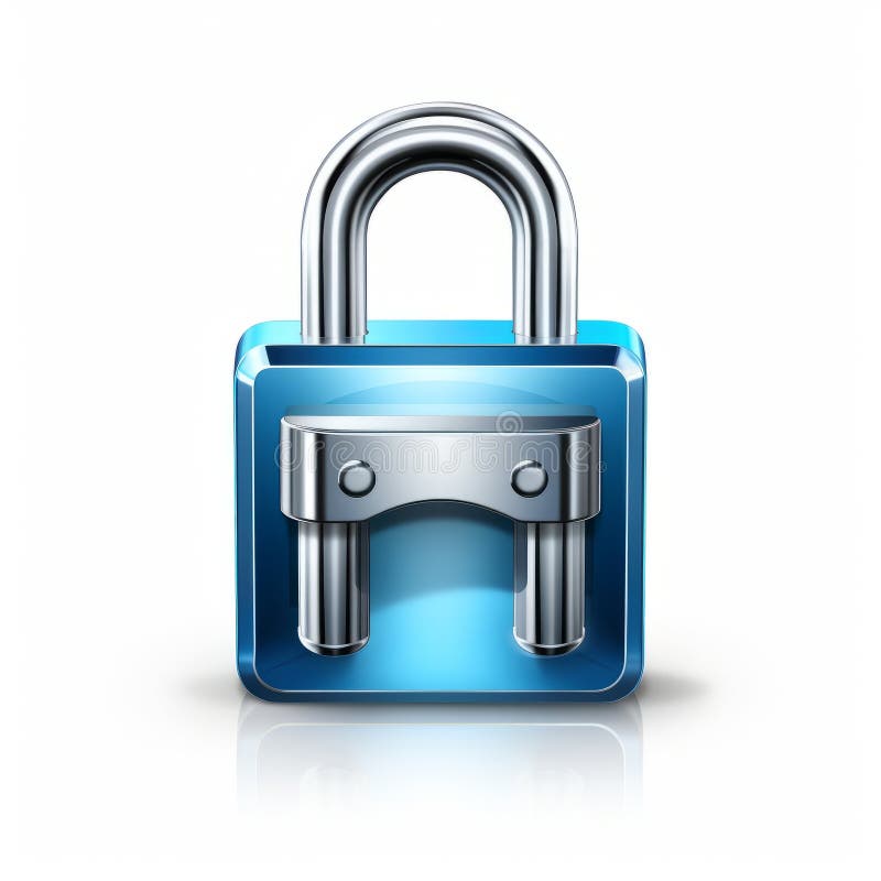 A Blue Padlock Icon on a White Background Stock Illustration ...