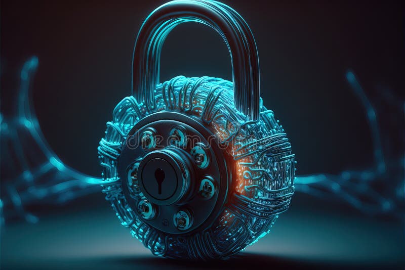 A Blue Padlock with a Lock on it S Side and a Chain Attached To it S ...