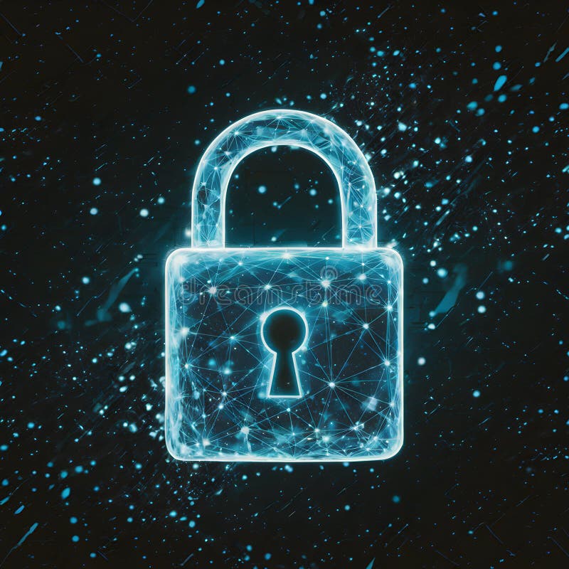 Blue Padlock in Starry Space, Symbolizing Digital Security and ...