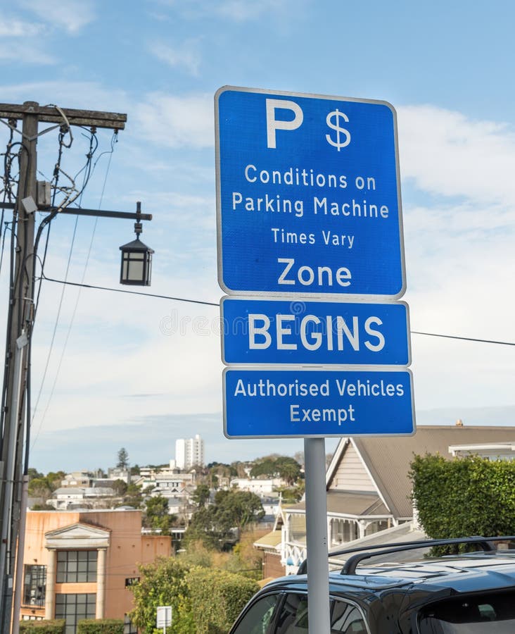 Blue Paid Parking P Sign with Conditions Editorial Photography - Image ...