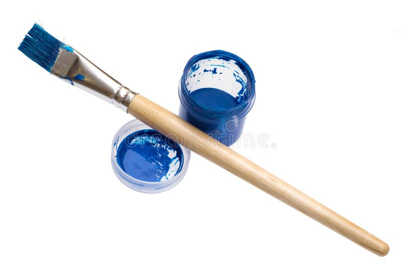 Blue paint and brush stock photo. Image of craft, equipment - 77670614