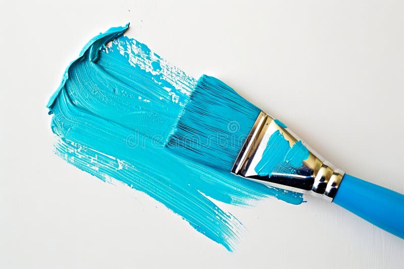 A Blue Paint Brush with Paint on it Stock Image - Image of blue ...