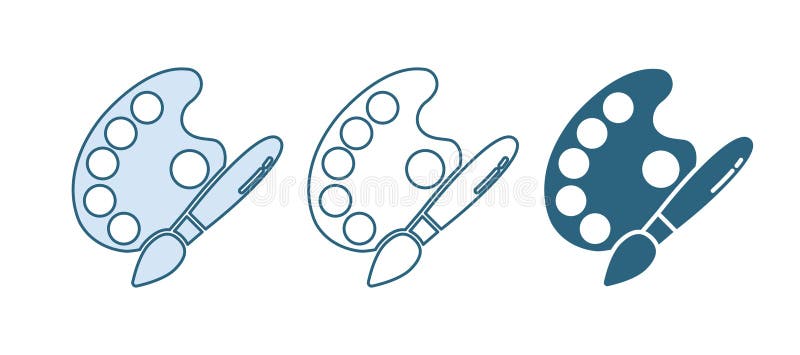 Blue Paint Brush with Palette Icon Isolated on White Background. Vector ...