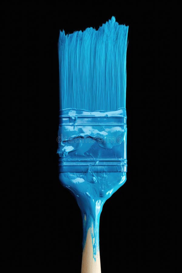A Blue Paint Brush with a Wooden Handle. Can Be Used for Various Art ...
