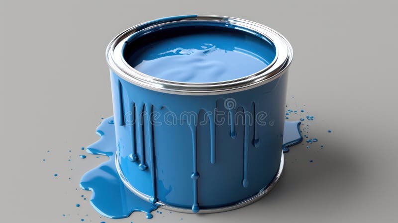 Blue Paint Can with Drips - Isolated Cutout Object with Shadow Stock ...