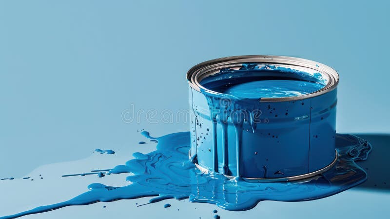 Blue Paint Can with Drips - Isolated Cutout Object with Shadow Stock ...