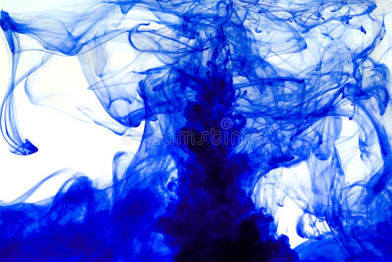 Blue Paint Dissolving in Water with White Background Stock Image ...