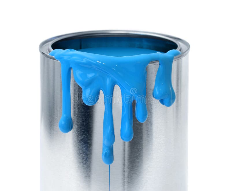 Blue Paint Pot stock photo. Image of renovation, isolated - 3446296