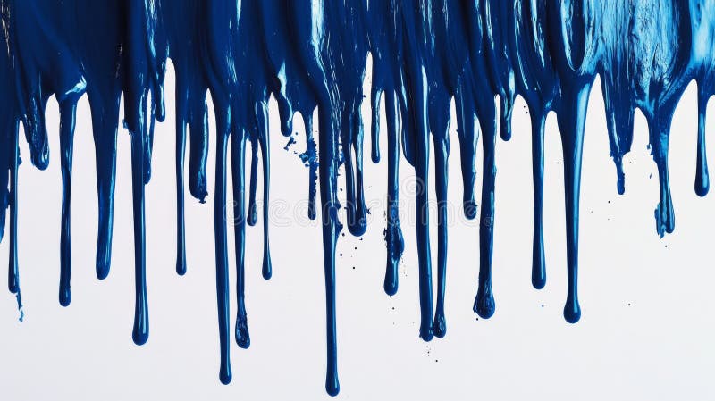 Blue Paint Dripping on White Background, Artistic Texture and Abstract ...